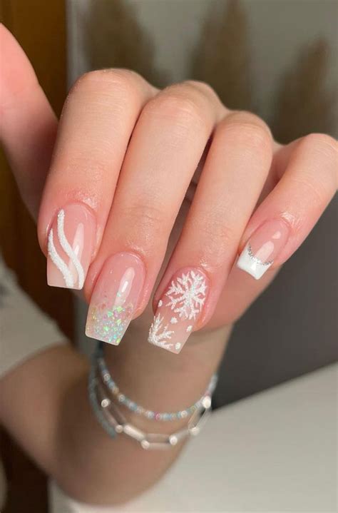 50 Festive Holiday Nail Designs And Ideas Sheer Snowflake Nails