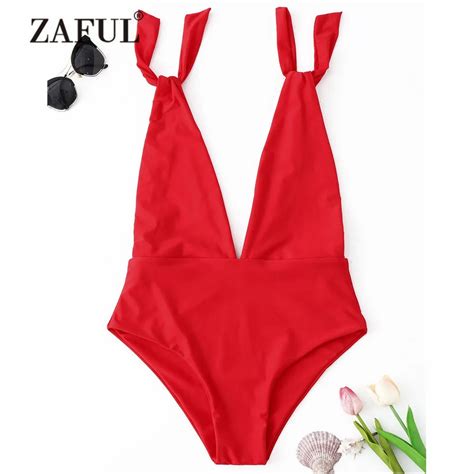 Zaful Swimwear Women One Piece Swimsuit Sexy High Waisted Swimsuit Deep