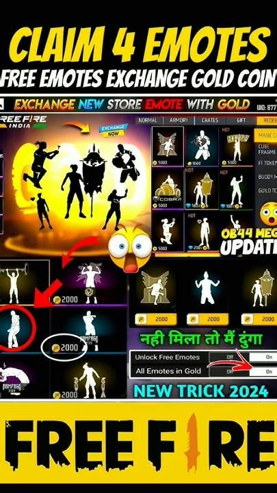 Free Fire Gold Coin 4 Emotes Confirm 🤯🥳 Para Samsung A1 A2 A3 A4 A5 S6