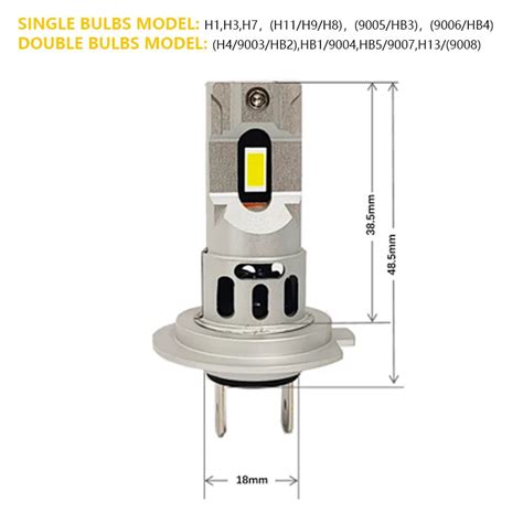 Single Bulb H1 H3 H7 H11 H9 H8 9005 Hb3 9006 Hb4 Double Bulbs H4 9003