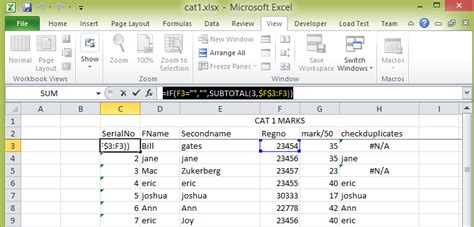 excel formula to generate unique sequential numbers