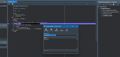 debugger issue with delphi 11 3 incorrect evaluation of breakpoint