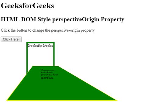 html dom style perspectiveorigin property geeksforgeeks