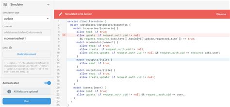 firebase firestore security rules using hasonly on a request to