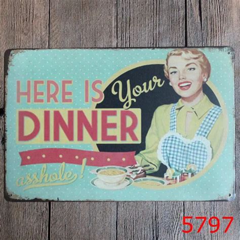 30x20cm Pin Up Here Is Your Dinner Vintage Home Decor Tin Sign For Wall