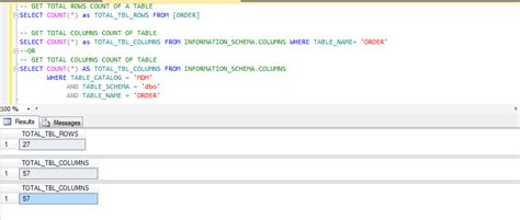 sql server total rows column count