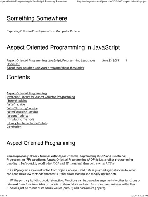 aspect oriented programming in javascript programming paradigms