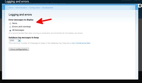 how to configure error message display in drupal 7 inmotion hosting