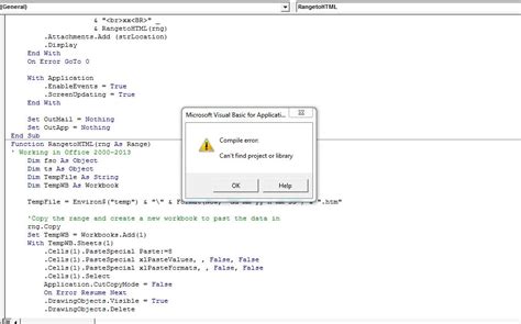 vba code works fine in excel 2013 but gives error in excel 2016