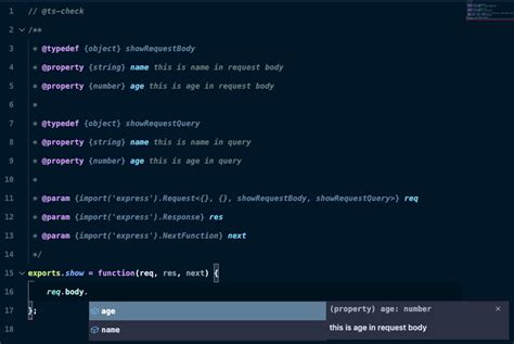 node js how do i jsdoc parameters to web request