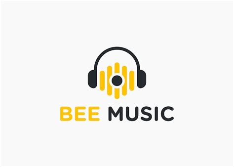 흰색 배경에 헤드셋 로고 디자인 벡터 아이콘 일러스트와 함께 꿀벌 프리미엄 벡터