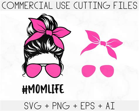 Mom Life Svg Mom Life Cut Files Messy Bun Mom Svg Momlife Svg Momlife