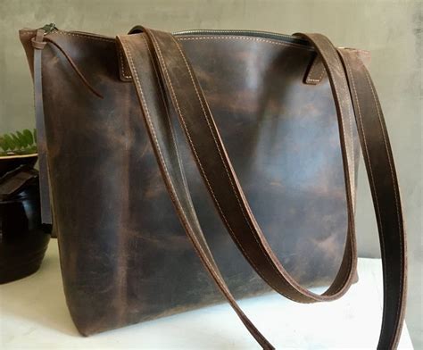 Tote Bag Handtasche Umhängetaschebrauner Leder Shopper Etsy Leder