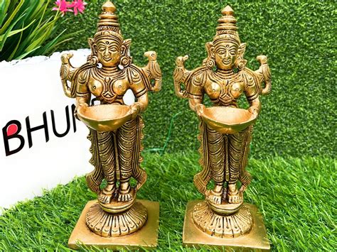 Bhunes Brass Deep Lakshmi Idols Diya Lady Brass Depa Laxmi Lady