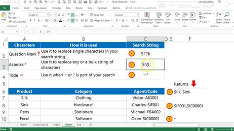 search with excel wildcard characters youtube