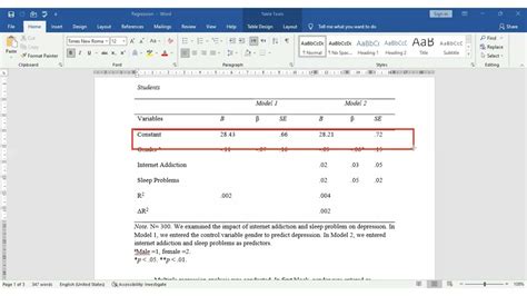 Simple Regression Table According To Apa 7th Youtube