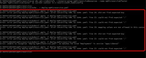 error parsing deploy mymicroservice yaml error converting yaml to json