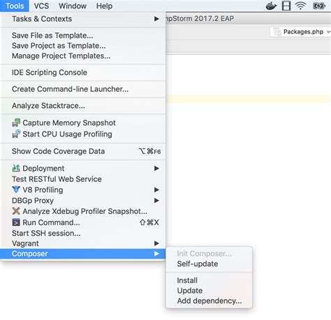 phpstorm 2017 2 eap 172 2465 new composer actions traits