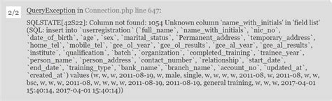 php laravel 5 migration error column not found 1054 unknown column