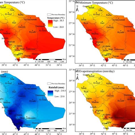 Spatial Distributions Of Temperature Maximum Minimum Rainfall And