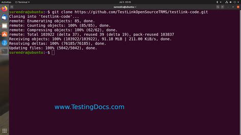 clone testlink github repository on linux