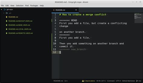 how to create a git merge conflict