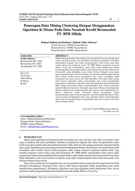 pdf penerapan data mining clustering dengan menggunakan algoritma k