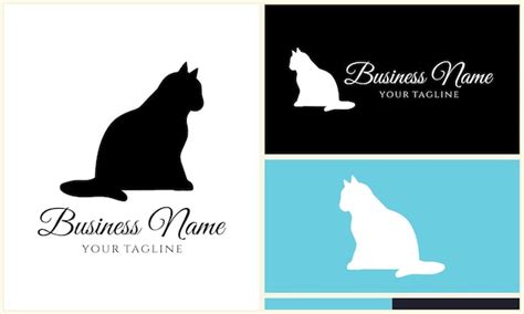 Plantilla De Logotipo De Silueta De Gato Vectorial Vector Premium