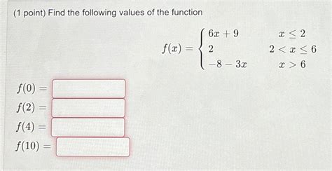 Solved 1 ﻿point ﻿find The Following Values Of The