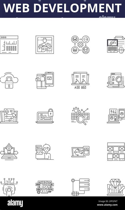 línea de desarrollo web vector iconos y signos desarrollo html css