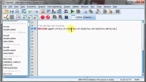 recoding in spss using syntax youtube