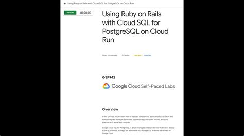 gsp943 using ruby on rails with cloud sql for postgresql on cloud run