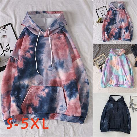Women Long Sleeve Tie Dye Hoodie Print Ladies Sweatshirts Tops Women