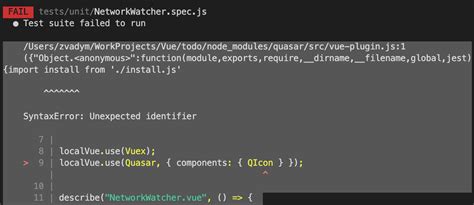 javascript how to test quasar as vue cli plugin