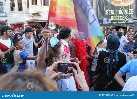 Lgbt Lesbian Gay Bisexual Transsexual Pride March In Istiklal Street
