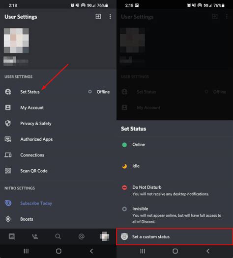 how to set a custom status in discord techswift