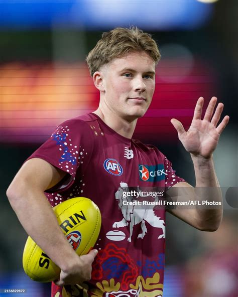 Jaspa Fletcher Of The Lions Warms Up Prior To The 2024 Afl Round 14