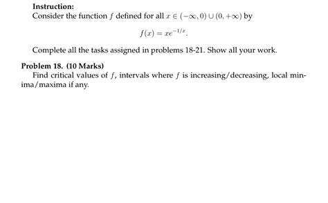 Solved Instruction Consider The Function F Defined For All