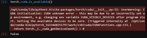 torch cuda unknown error but cuda and nvidia smi properly installed on