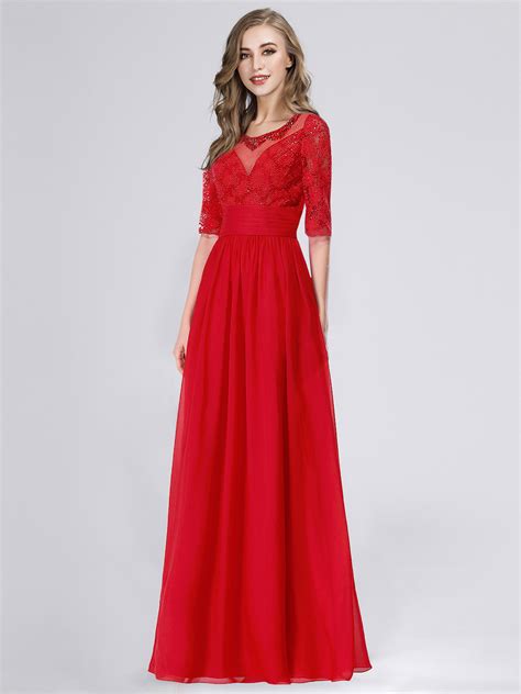 Ever Pretty Long Mesh Half Sleeve Prom Bridesmaid Evening Party Maxi