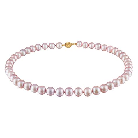 Freshwater Natural Color Pink Pearl Choker Necklace With 14k Wg Ball