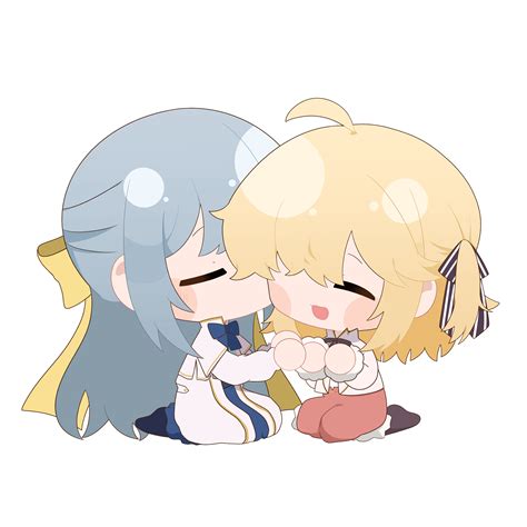 Safebooru 2girls Ahoge Anisphia Wynn Palettia Black Ribbon Blonde