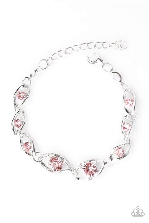 Paparazzi Rich Is Rich Pink Rhinestone Silver Link Bracelet In 2021