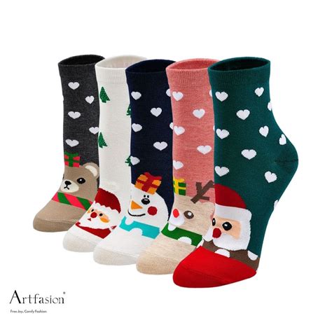 Artfasion 5 Pairs Of Cute Christmas Socks For Women Premium Quality