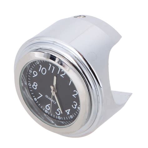 7 8 Waterproof Chrome Motorcycle Handlebar Mount Quartz Clock Watch