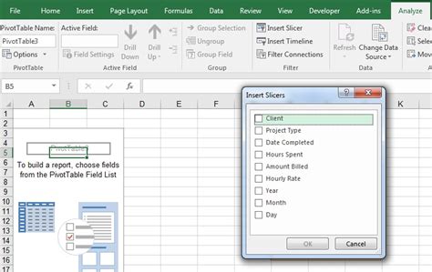how to insert slicers in microsoft excel pivottables