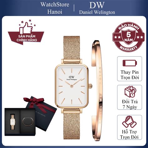 Đồng Hồ Nữ Daniel Wellington Quadro Pressed Melrose White Kèm Vòng Tay