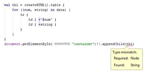 kotlin type mismatch required node found string stack overflow