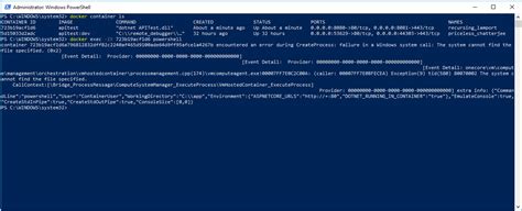docker container encountered an error during createprocess while my