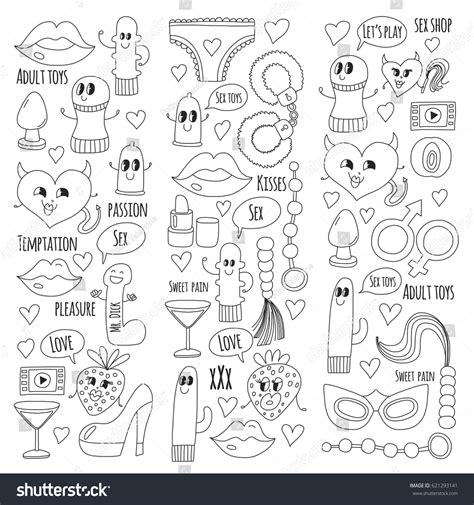 Doodle Humorous Vector Sextoys Sex Shop Stock Vector Royalty Free